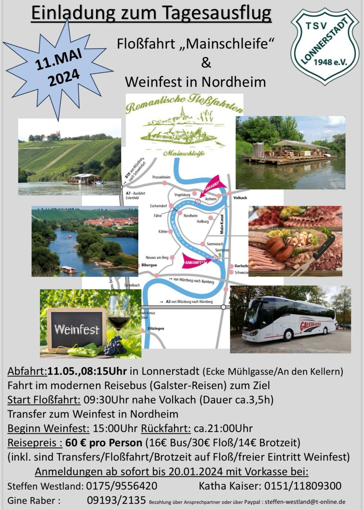 Einladung zum Tagesausflug am 11. Mai 2024 - TSV Lonnerstadt 1948 e.V.